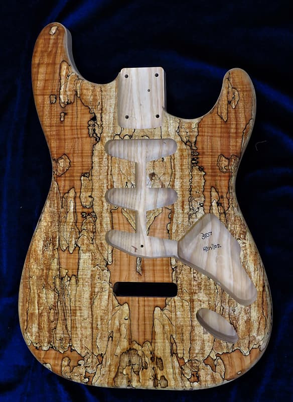 Flamed Spalted Maple Top / Ash Wood Strat body Standard 4lbs | Reverb