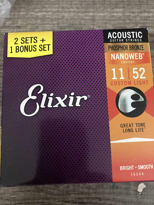 Elixir 3 sets custom light acoustic guitar strings 16544 2025 | Reverb