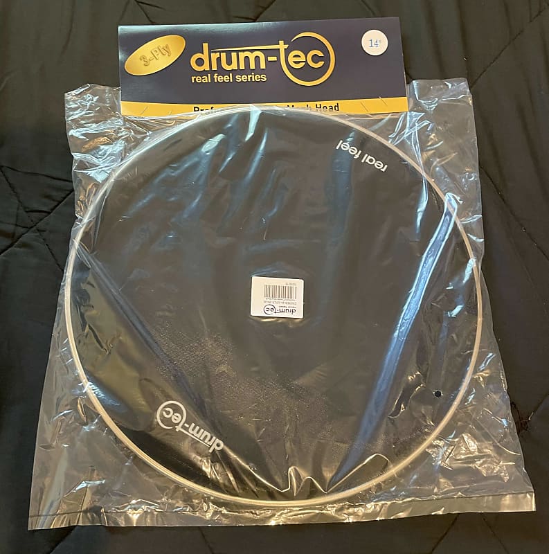 Drum-tec 14in real feel 3-ply - Black Mesh Drumhead | Reverb