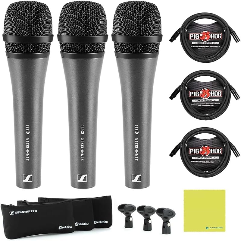 Liquid Audio 3-Pack E835 Dynamic Cardioid Microphone, Black | Reverb