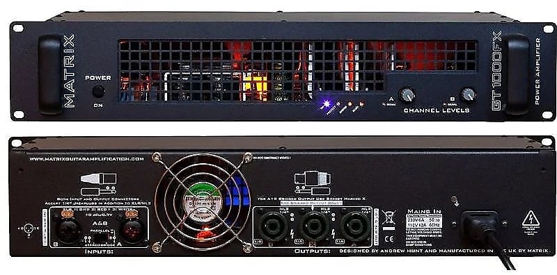Matrix GT1000-2U Rack Mount Stereo Power Amplifier - Black | Reverb