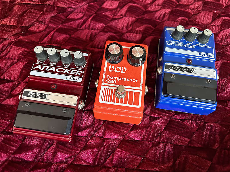 DOD Effects Pedal Trio - FX54 Attacker, 280 Compressor & FX35 | Reverb