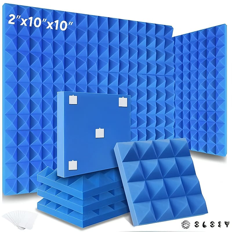 Studio Sound Absorbing Panels 12 Pcs, Pyramid Acoustic Foam | Reverb