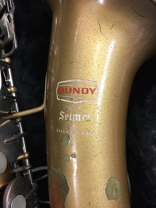 Selmer Bundy Alto Saxophone 70's Gold Metal Flake | Reverb
