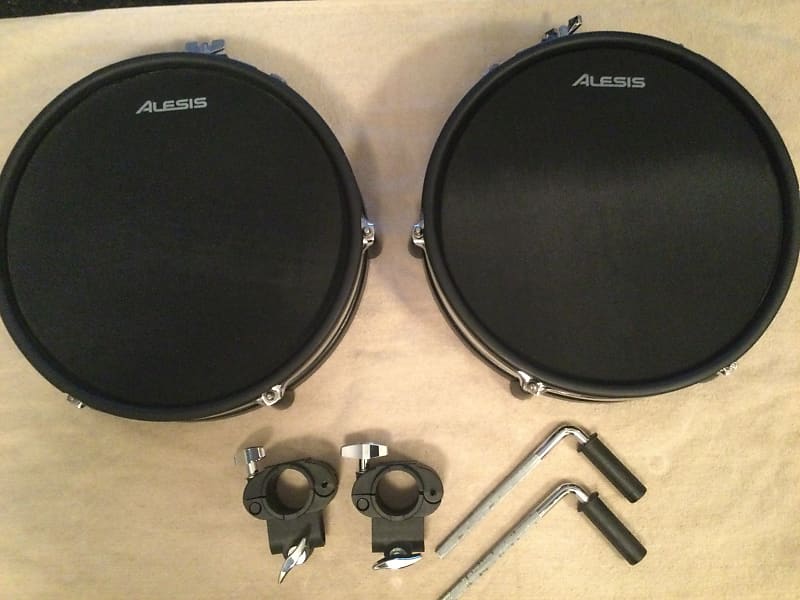 Set of 2 Alesis 12” Mesh Drum Pads w/ Sensitivity Knob & Rack | Reverb