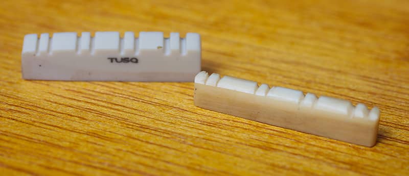 Tusq / Pair of Mandolin Nuts - Bone and Tusq | Reverb