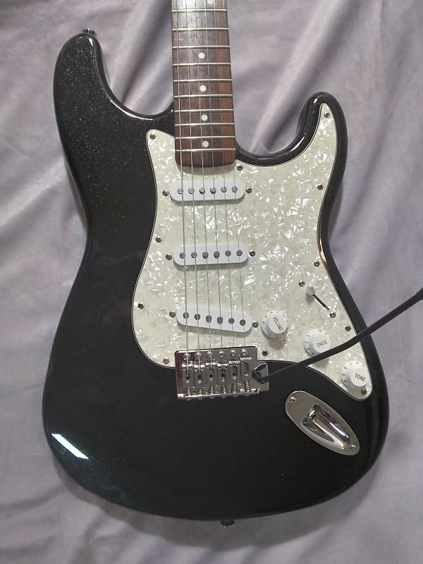 Fender Starcaster Stratocaster Clone 2009 Black Sparkle Reverb