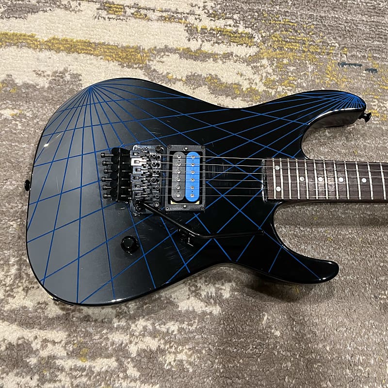 Jackson Soloist USA 1988 Black and Blue Grid Graphic with | Reverb