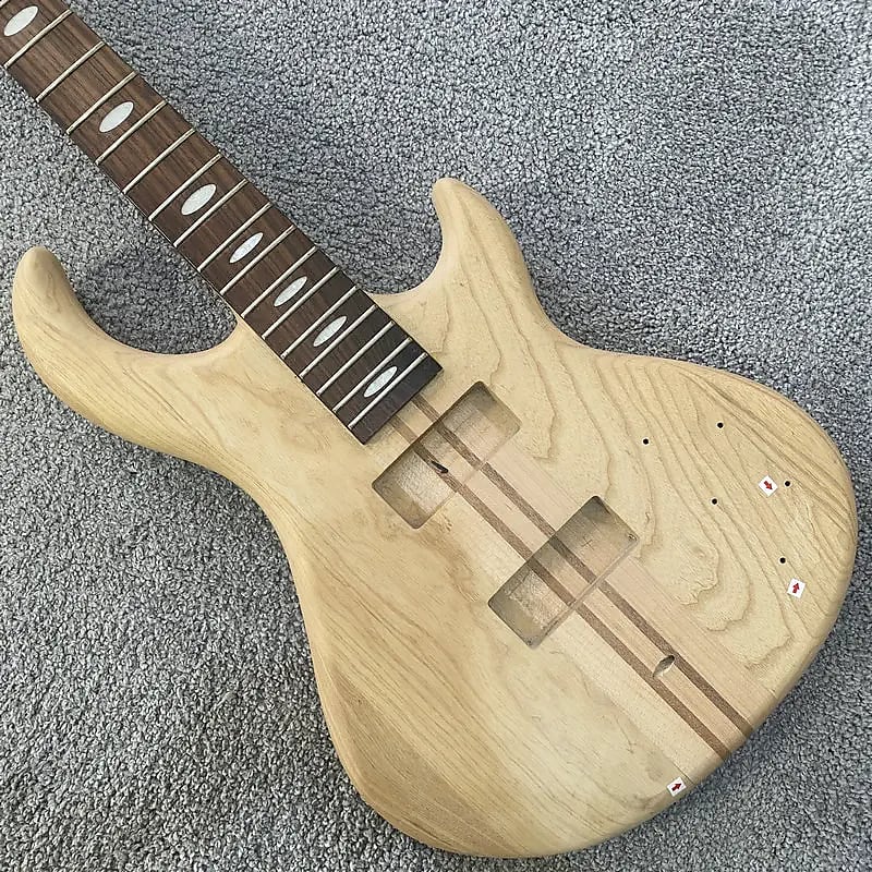 Solid Ash Wood 4 String Bass Body with Neck Through, Rosewood | Reverb