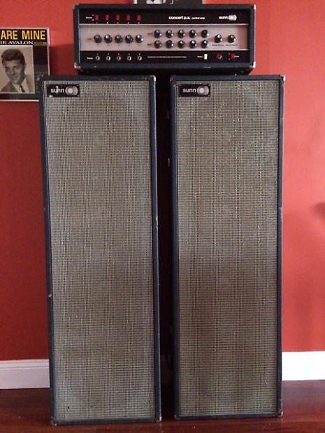 RARE 1970 SUNN CONCERT PA CONTROL AMP & tall 412SR CABS | Reverb
