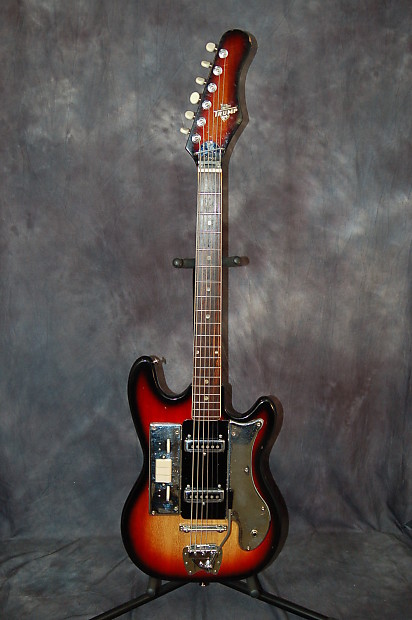 Trump by Teisco Mirrored Pickguard Whammy Baritone Solid Body | Reverb