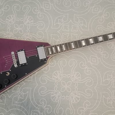 Schecter Custom Flying V Electric Guitar Purple Flamed NICE | Reverb