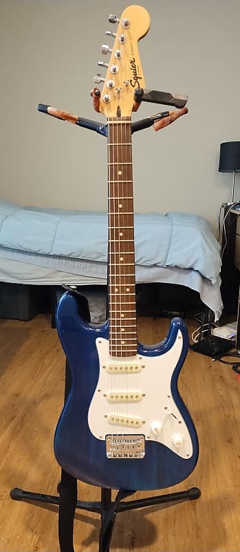Fender Squier 24" short scale 2021 - Transparent Blue with | Reverb