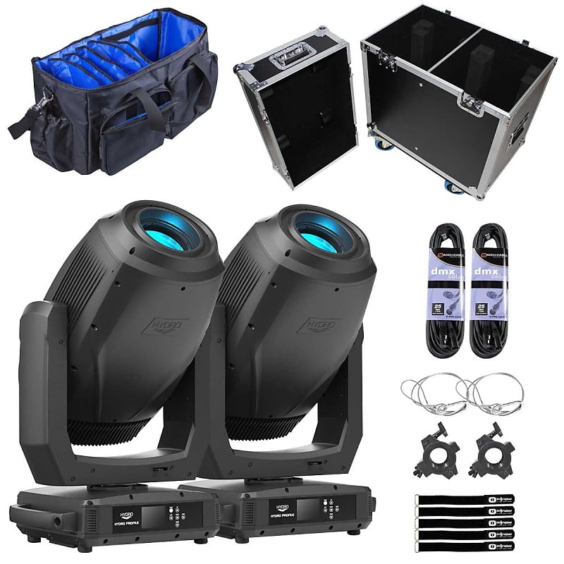 ADJ HYDRO-PROFILE White LED Moving Head Lights Pair w Case | Reverb