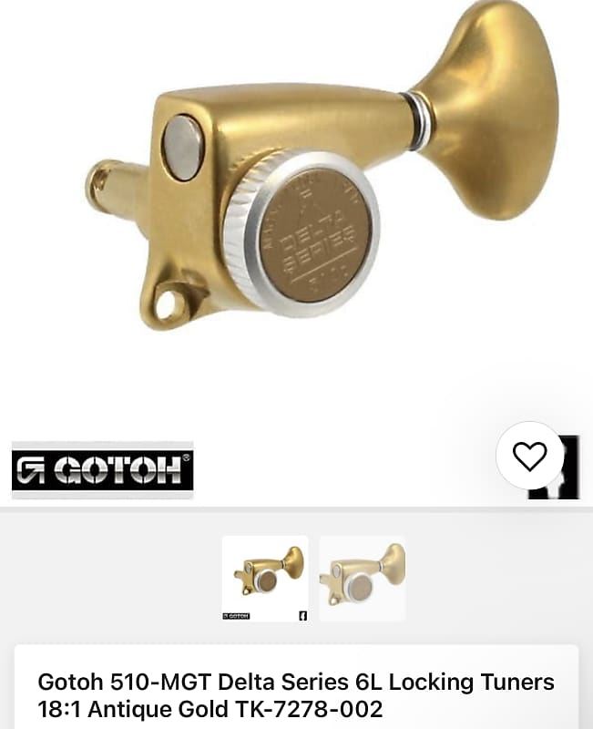 Gotoh 510-MGT DELTA SERIES 6L locking Tuner 18:1 Antique Gold | Reverb