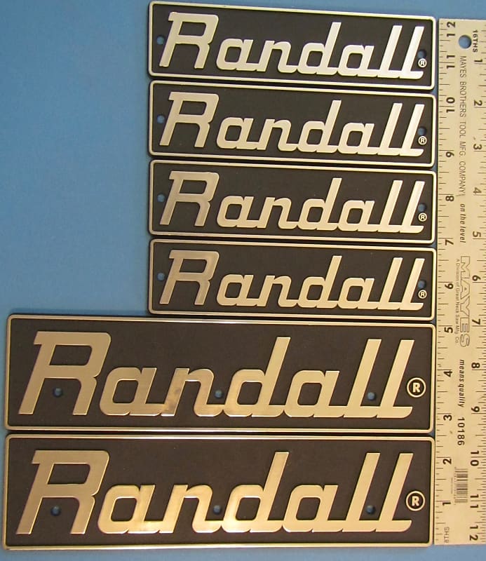 6 Randall Amplifier logos Black/Chrome /plastic | Reverb