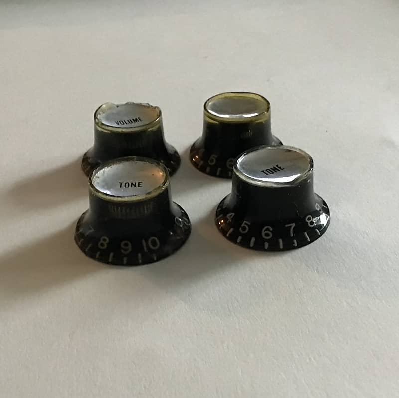 Gibson Vintage 1960's Black Reflector Knobs Silver Inserts SG | Reverb