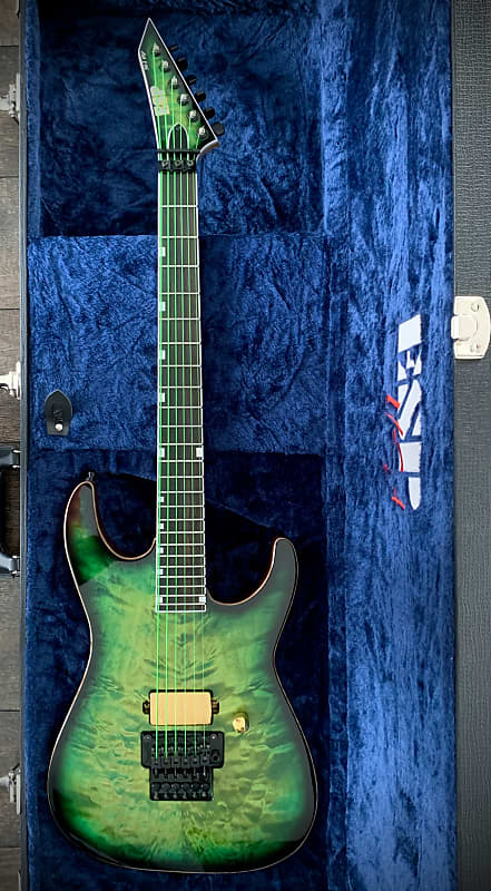 Esp M1 Usa Custom 5A Quilted Maple Top Dark Slime Burst | Reverb