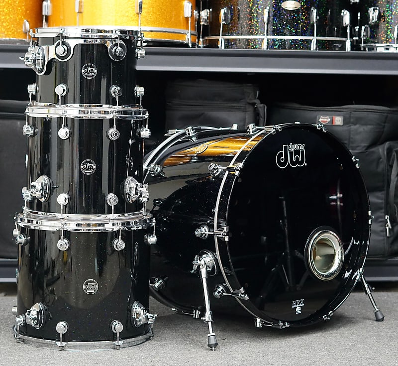 DW Performance Series 4 Piece Drum Set - Black Mirra Finish - | Reverb