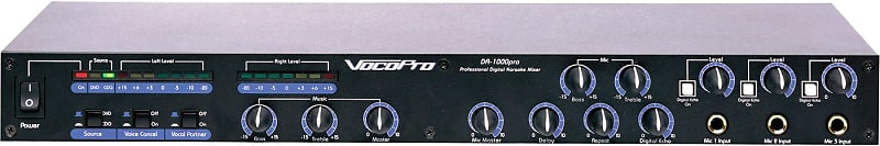 VocoPro DA-1000 Pro Three-Microphone Karaoke Rack Audio Mixer | Reverb