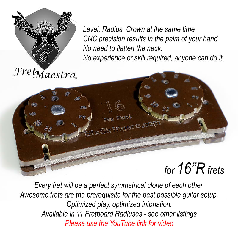 FretMaestro Fret Level File for 16" radius frets with 150+300 | Reverb