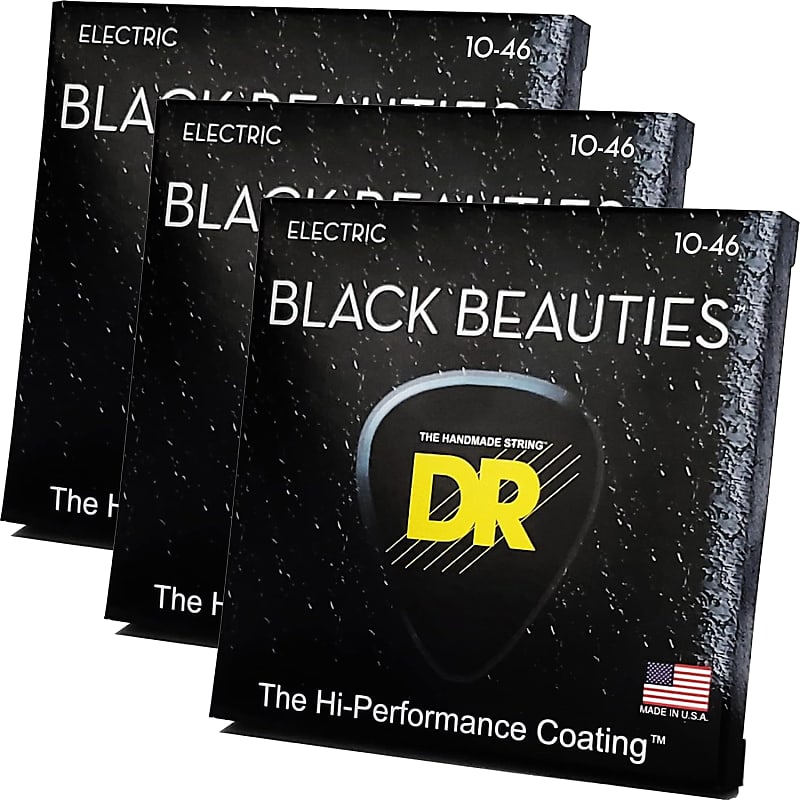 3-Pack DR Black Beauties Colored Electric Guitar Strings, | Reverb