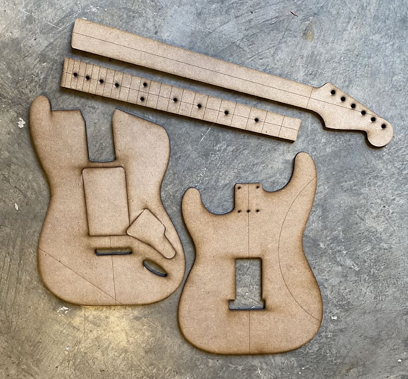 Guitar Building Templates Standard Strat Template w/Swimming | Reverb