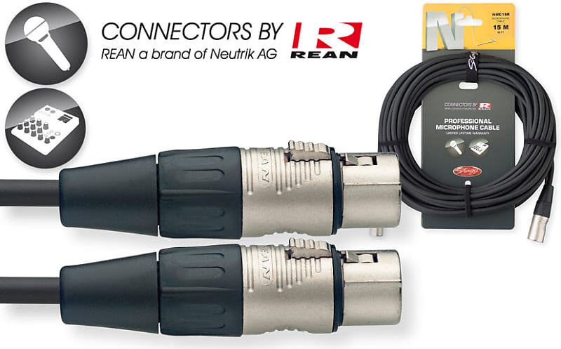 Stagg Rean Neutrik Deluxe 15M/50' Mike Mic Microphone Cable | Reverb