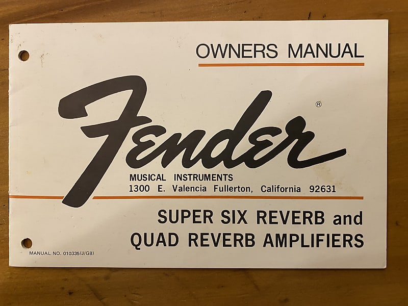 Vintage 1972 FENDER SUPER SIX, QUAD REVERB Owners Manual, | Reverb