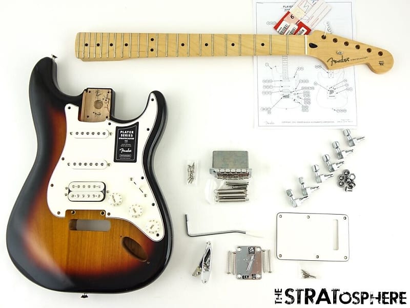 Fender Player Strat HSS BODY + NECK GUITAR KIT Sunburst Maple | Reverb