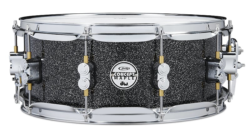 PDP Maple Snare Drum - Black Sparkle - Chrome 5.5" X 14" w/ | Reverb