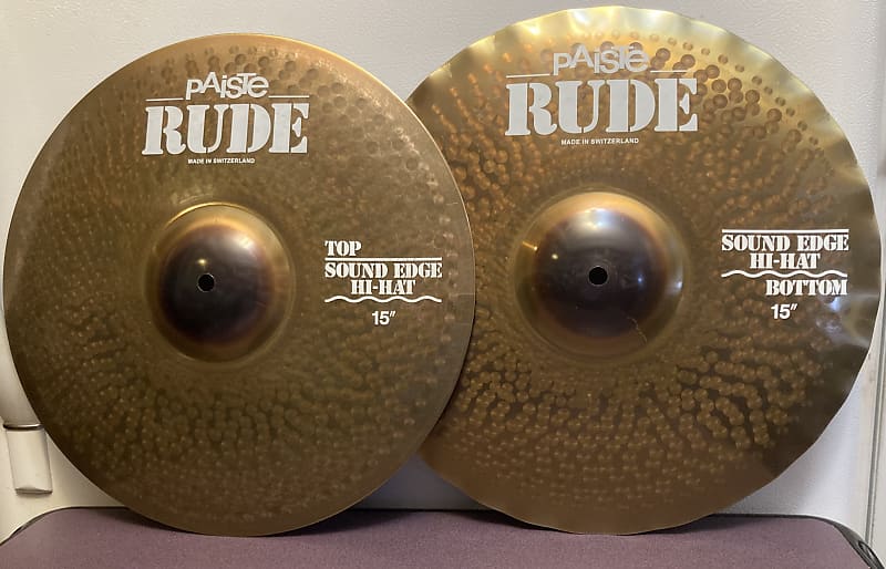 Paiste 15” Rude Sound Edge hi hat pair , Top 1050, Bottom | Reverb