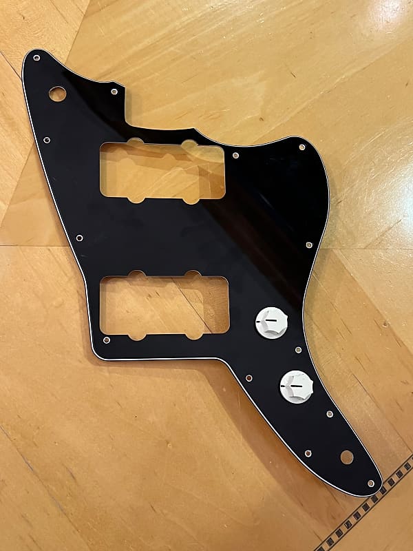 Jazzmaster Pickguard - B/W/B with Pots - Black | Reverb