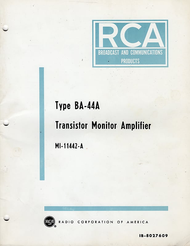 RCA BA-44A / MI-11442-A Transistor Monitor Amplifier User | Reverb