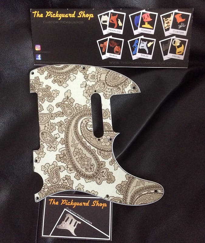 The Pickguard Shop - Telecaster Pickguard - Black Paisley | Reverb