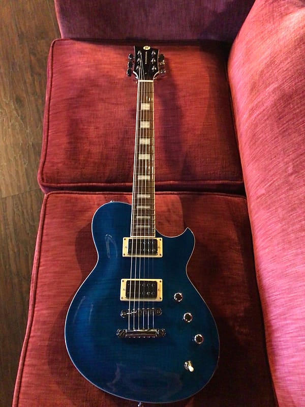 Reverend Roundhouse RA 2022 Transparent Blue Flame Maple | Reverb