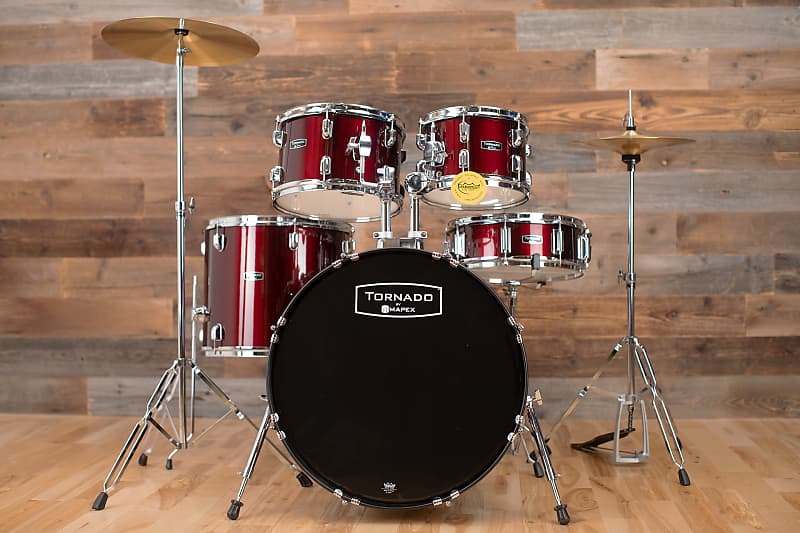MAPEX TORNADO 3 ROCK / FUSION 5 PIECE DRUM KIT, BURGUNDY | Reverb UK