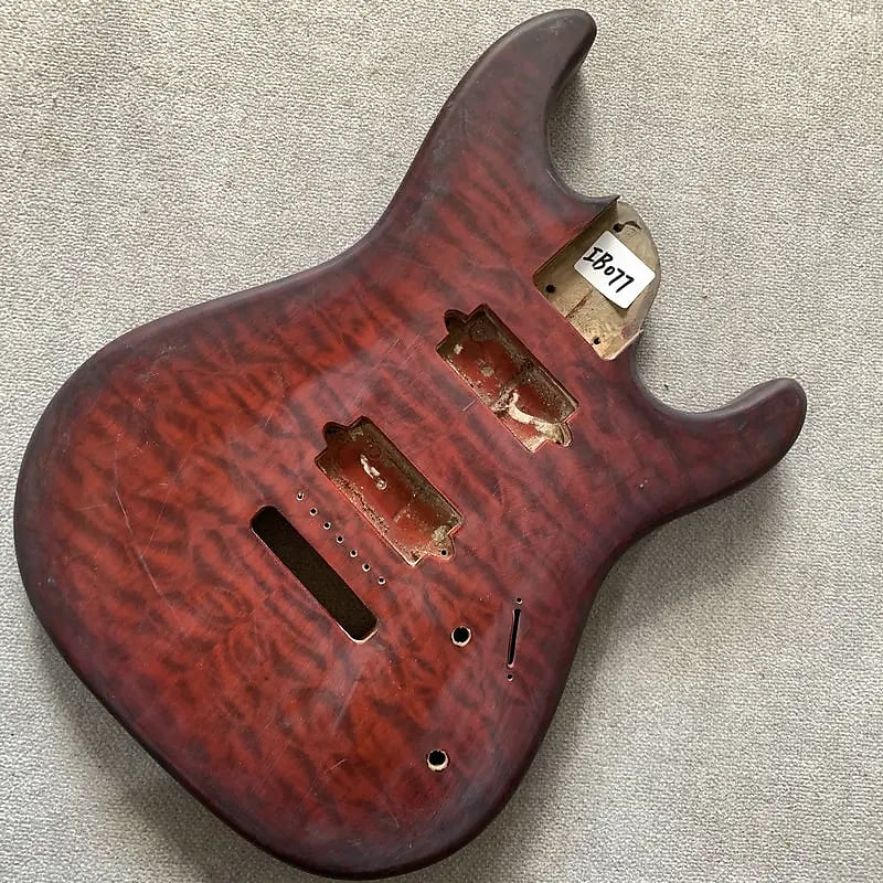 HH Quilted Maple Top 7 String Guitar Body in Red Burst | Reverb Canada