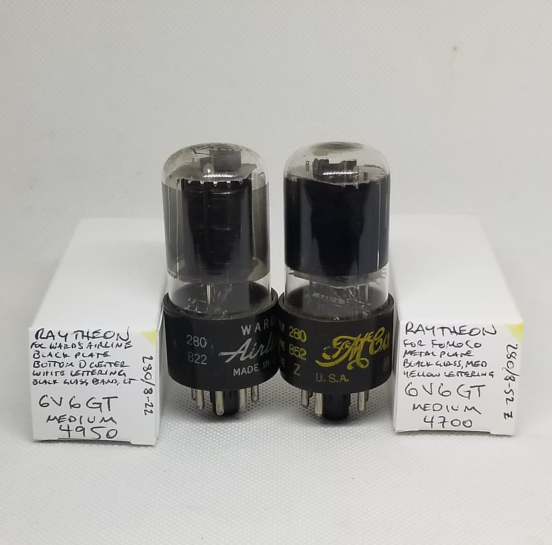 Raytheon 6V6GT Black Glass Well Matched Pair (5.0%) NOS 6V6 | Reverb