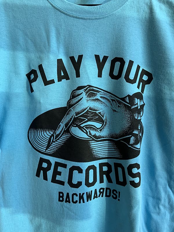 Tshirt Sonic Blue XL Play Your Records Backwards | Reverb