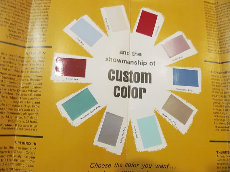Gibson 1963/64 Firebird Thunderbird Color Chart Brochure | Reverb