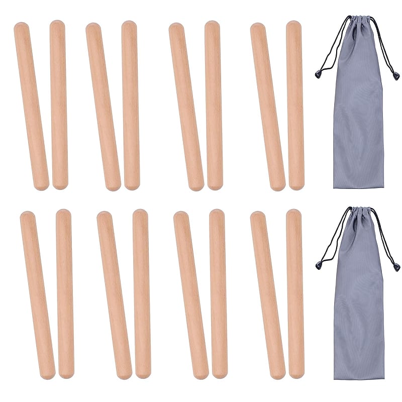 8 Pairs (16 Packs) Classical Wood Claves Musical Percussion | Reverb