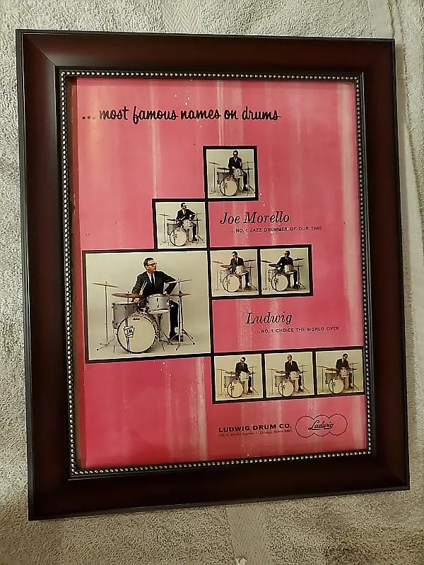 1964 Ludwig Drums Color Promotional Ad Framed Joe Morello | Reverb
