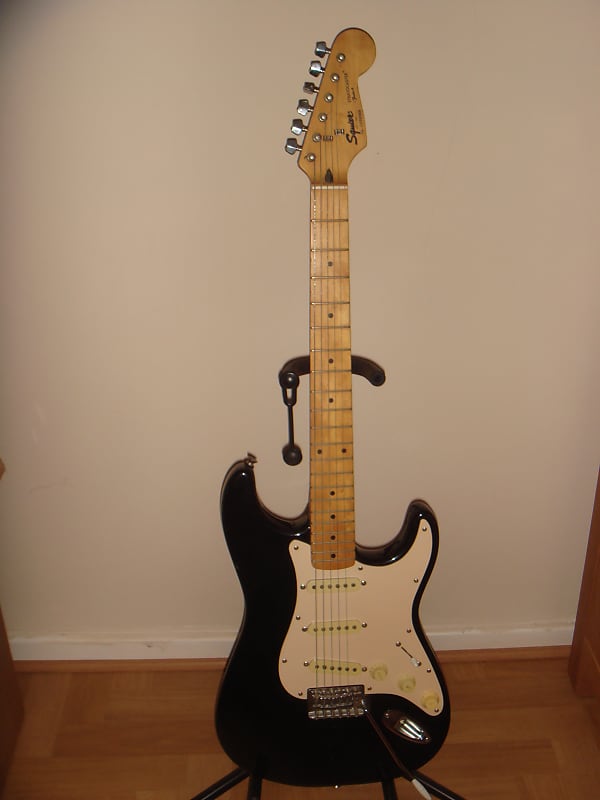 Black Squier Stratocaster by Fender Electric Guitar Korea | Reverb