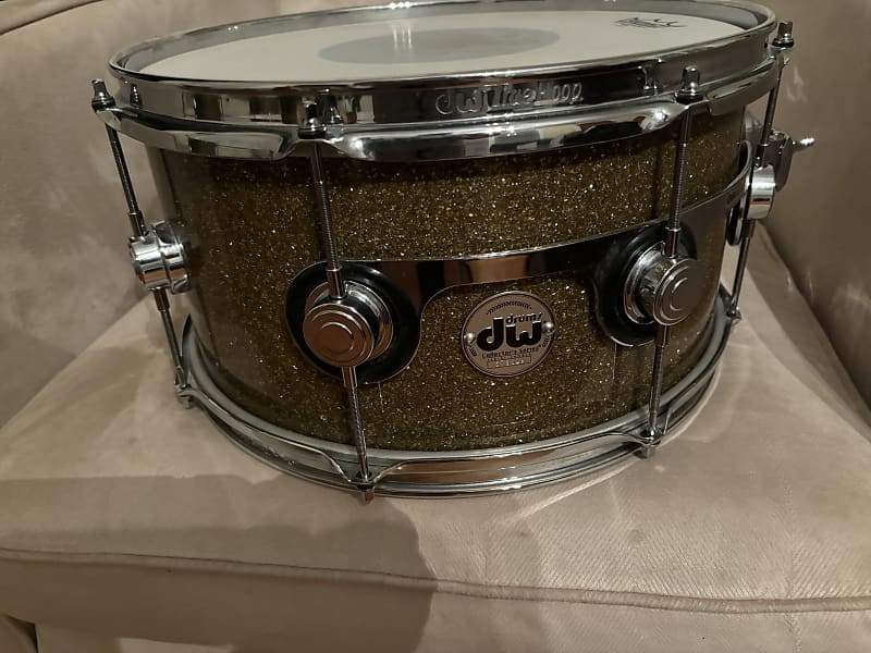 Dw collectors 14” x 7 short stack Tom drum broken gold glass | Reverb