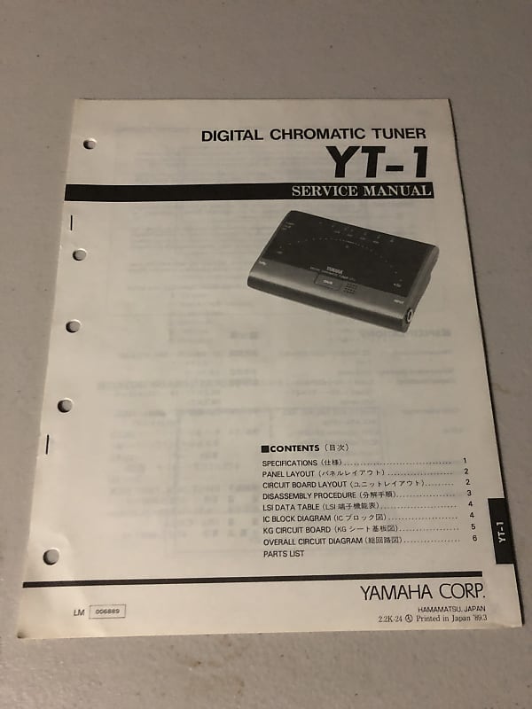 Yamaha YT-1 Digital Chromatic Tuner Service Manual | Reverb Australia