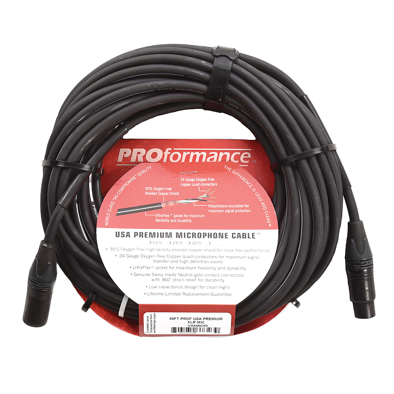PROformance USA Premium Mic Series Mic Cable 50ft | Reverb