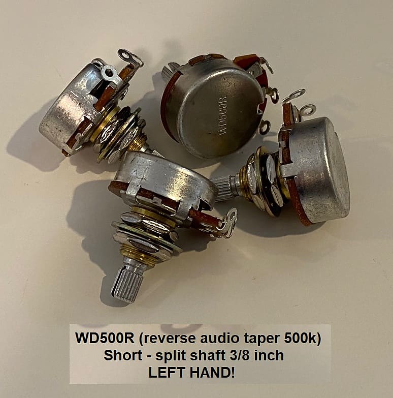 Left Handed WD short shaft 500K audio pots NEW! Set of 4! | Reverb