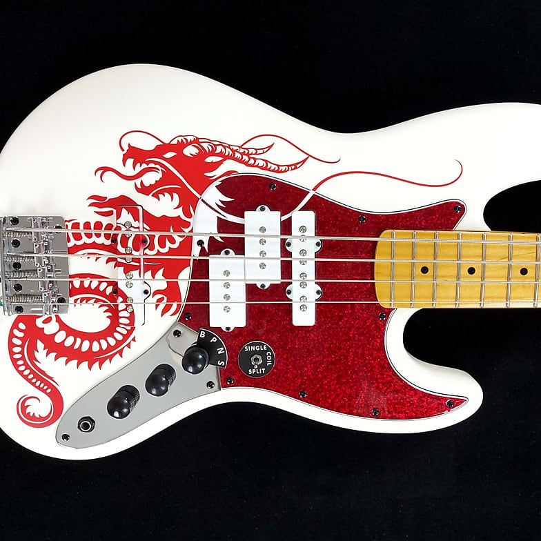 BITE Jawbone JPJ White & Red Dragon Bass | Reverb