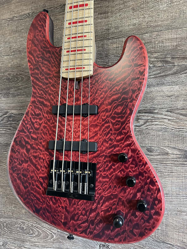 MGbass New JB1-Red Quilted 2022 pickups & preamp Bartolini | Reverb